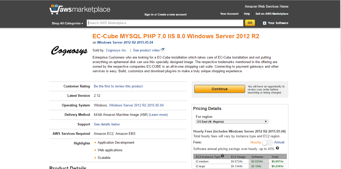 EC-Cube in Cognosys with Azure and AWS on Cloud