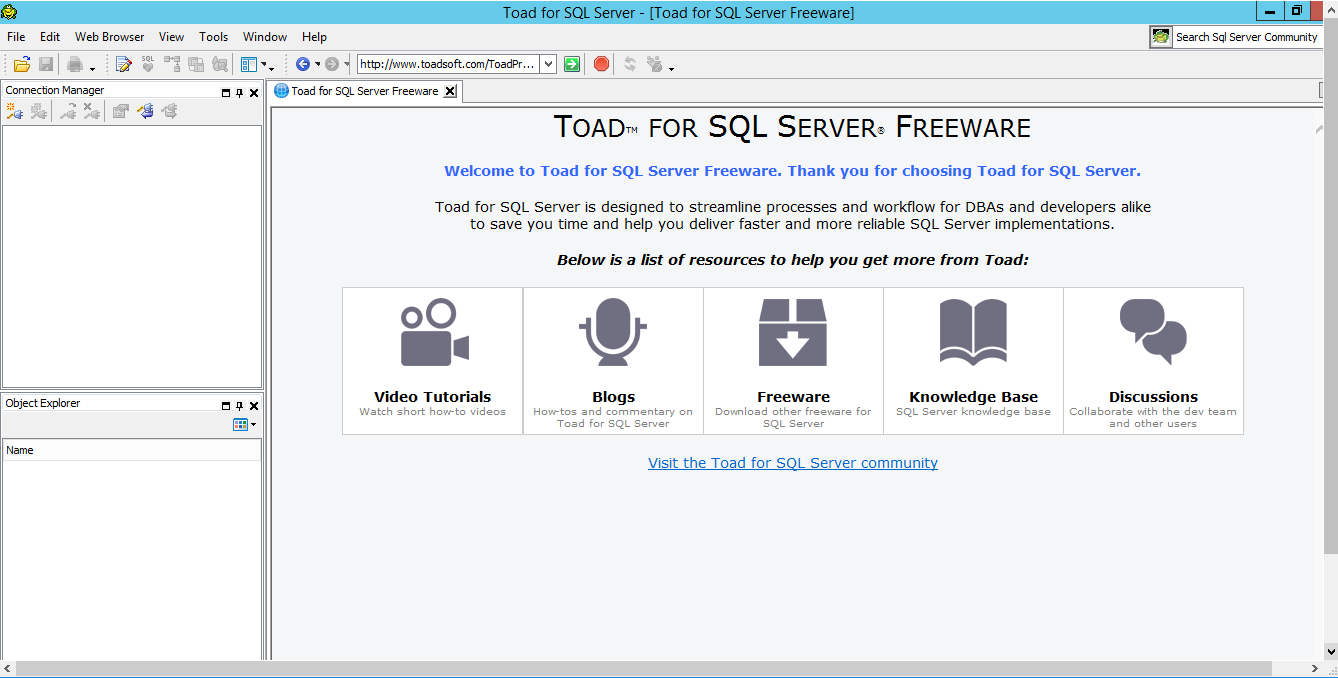 Toad for SQLServer Freeware on cloud with azure and AWS in Cognosys