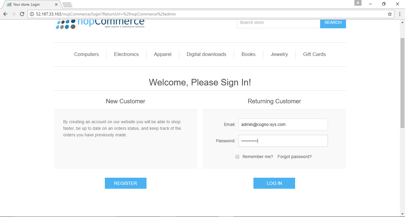 nopCommerce: ADMINISTRATOR PANEL | Secure Any Cloud