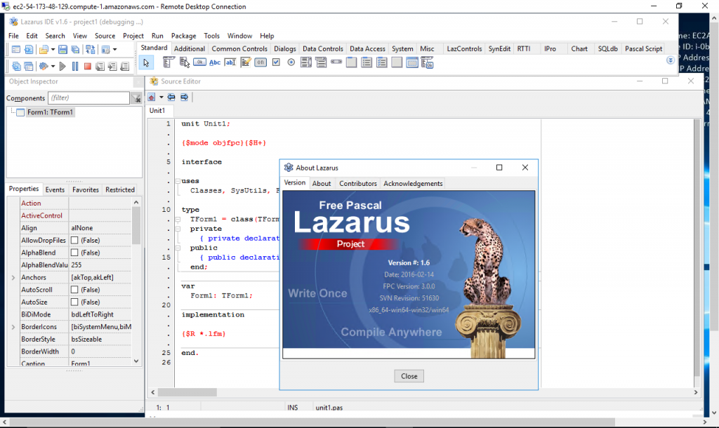 Lazarus on cloud with azure and AWS in Cognosys