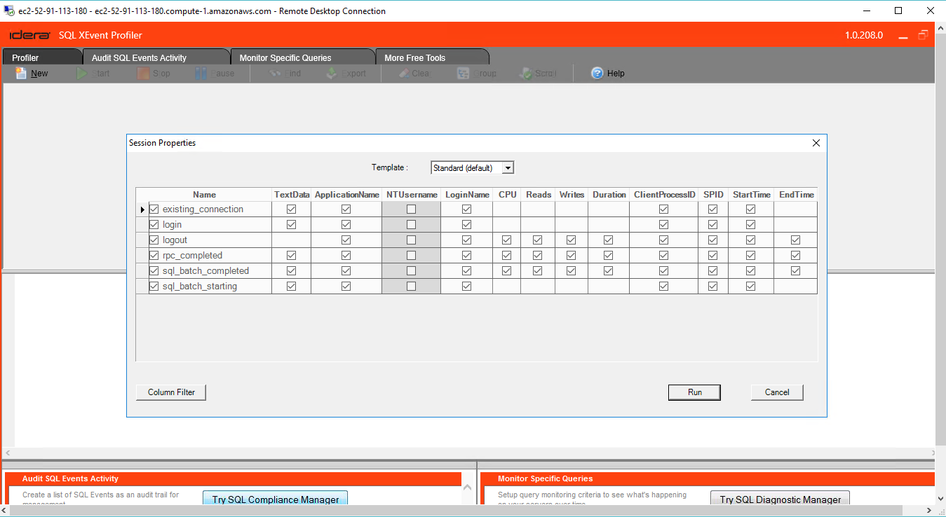 SQL XEvent Profiler on cloud with azure and AWS in Cognosys