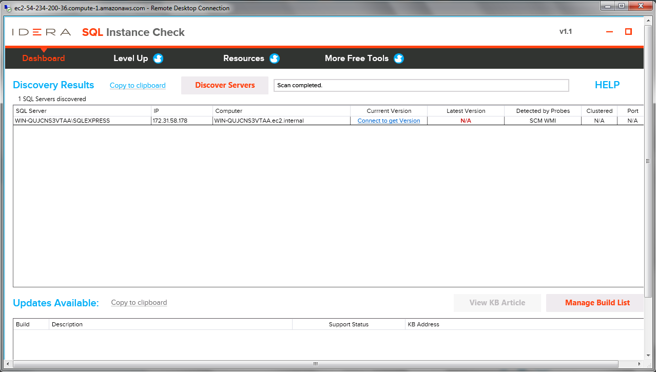SQL Instance Check on cloud with azure and AWS in Cognosys